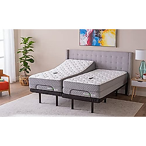 GhostBed Custom Adjustable Power Base Luxe 13" Cooling Gel Memory Foam Mattress (Split King)