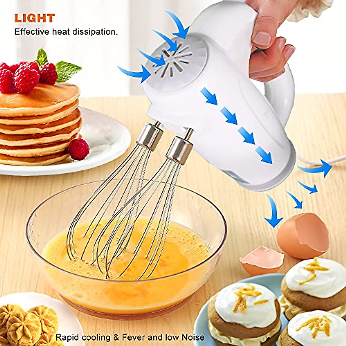 Gkcity Hand Mixer Electric Kitchen Aid Mixer Handheld Mixer 5 Speed Cake Mixer for Baking Cake Egg Cream Food Beater Mashed Potatoes Eject Button 2 Whisks/2 Beaters/2 Dough Hooks