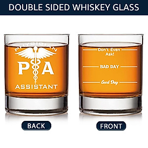 TOUNER PA Physician Assistant Whiskey Glass with Gift Box, Nurse Gift for Dentist, Dental, Medical, Hygienist, Doctor, Nurse, Coworker, Retirement Gifts for Nurse, Graduation Gift for Nurse