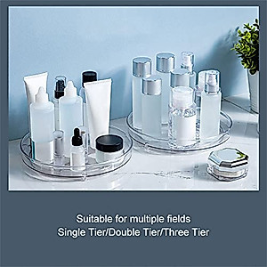 Lazy Susan Organizer for Cabinet, Clear Turntable Organizer, Rotating Spice Rack Kitchen Storage Cosmetic Makeup Organizers for Pantry, Countertop, Fridge, Shelf, Vanity, Bathroom (Single Tier, L)