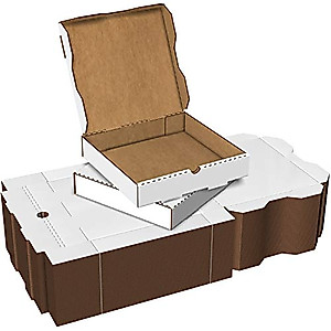 White Cardboard Pizza Boxes, Takeout Containers - 10 x 10 Pizza Box Size, Corrugated, Kraft – 50 Pack