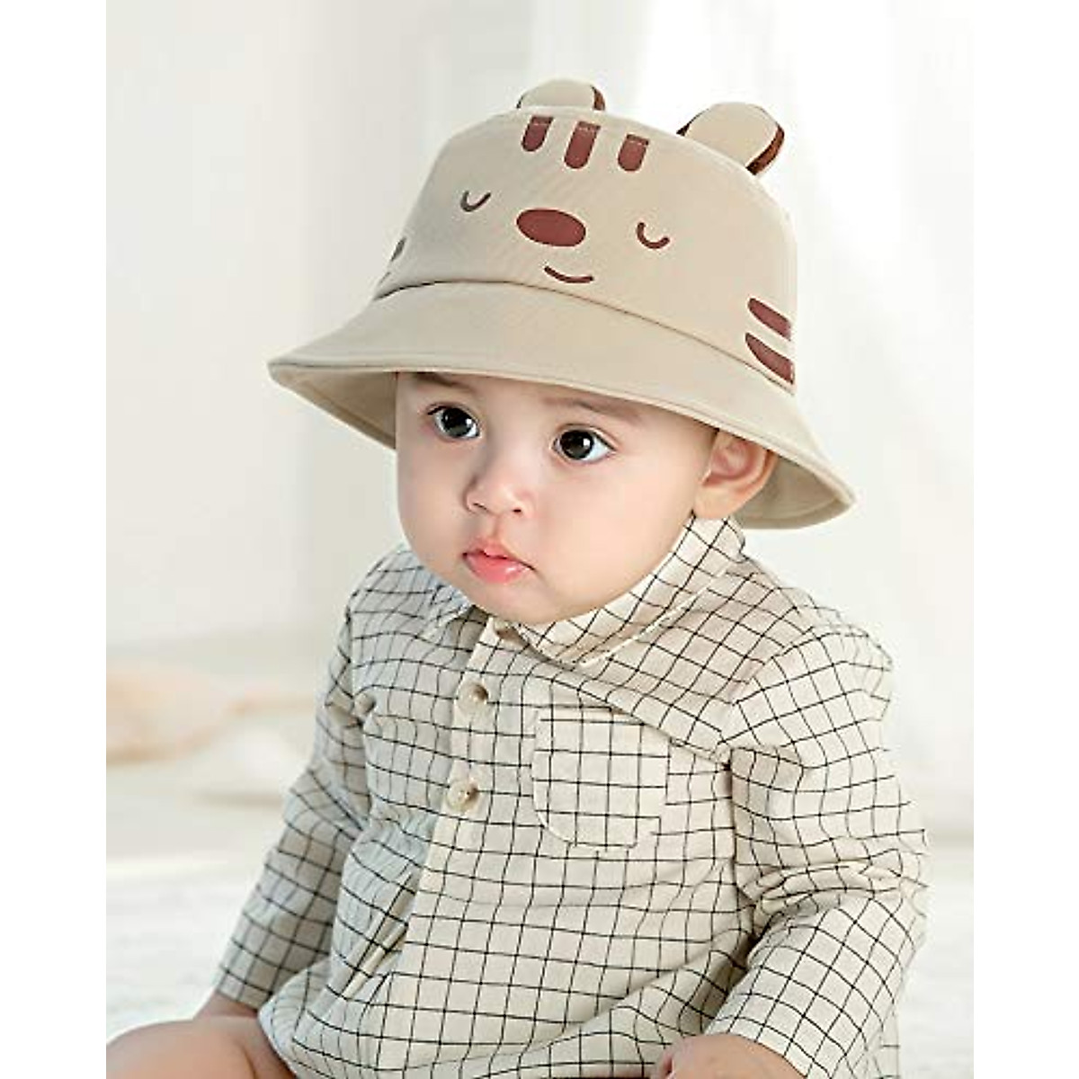 Baby Sun Hat Adjustable,Infant Toddler Summer Outdoors Beach Hat UPF50+,Sun Protection Bucket Hat