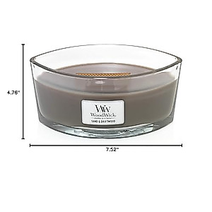 WoodWick Scented Candle with Crackling Wick | Sand & Driftwood Ellipse Candle | Long Burning Candles: Up to 50 Hours Burn Time | Perfect Gifts for Women