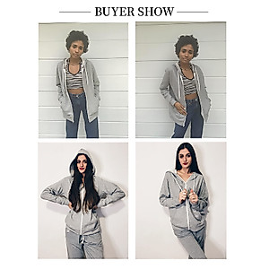 Dokotoo Women's Fall Solid Color Oversized Full Zip Up Hoodie Long Sleeve Plus Size Ladies Hooded Gray Sweatshirts Pockets Jacket Coat for Women Teen Girls 2024 Fashion Casual Large