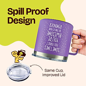 Inspirational Gifts for Women –Stainless Steel Coffee Purple Mug/Tumbler 14oz “Sometimes You Forget You’re Awesome” – Idea, Thank You, Motivational, Best Friend, Her, Female, Friendship, Birthday