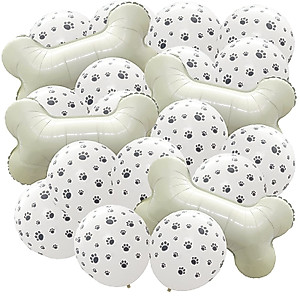 44PCS Dog Themed Balloons Party Supplies Decorations Pets Dog Paw Print Bone Shaped Baby Shower Birthday Party Favors