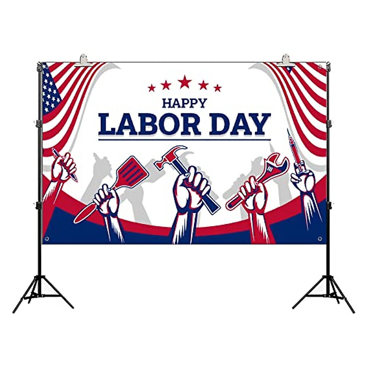 Happy Labor Day Background Banner Patriotic Hanging Party Decoration for American Holiday Party Supplies