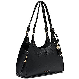Calvin Klein Shelly Novelty Satchel, Black/Gold