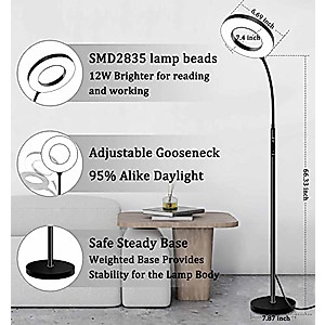 KS KINGSTAR Sofa Standing lamp Floor lamp Side Reading Lamps 3-Color Tall Standing Pole Light with Remote for Live Stream Learning and Reading Living Room,Bed Room,Home Office