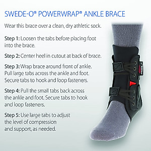 Core Products Swede-O PowerWrap Stabilizing Ankle Brace, No-tie Laces, Adjustable & Reinforced, Black, Regular