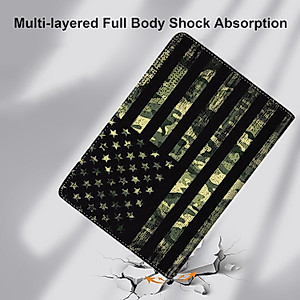 Case for iPad Pro 11 Inch 4th/3rd/2nd/1st Gen 2022/2021/2020/2018 and iPad Air 5th / 4th Generation 10.9 2022/2020，Standing Cover Case with Auto Sleep/Wake，Camouflage American Flag Camo