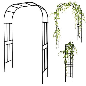 Olle Garden Arbor 95" High 59" Wide Easy to Assemble Wedding Arches for Ceremony Lightweight Garden Trellis Arch Garden Arch Trellis for Climbing Plants , Black