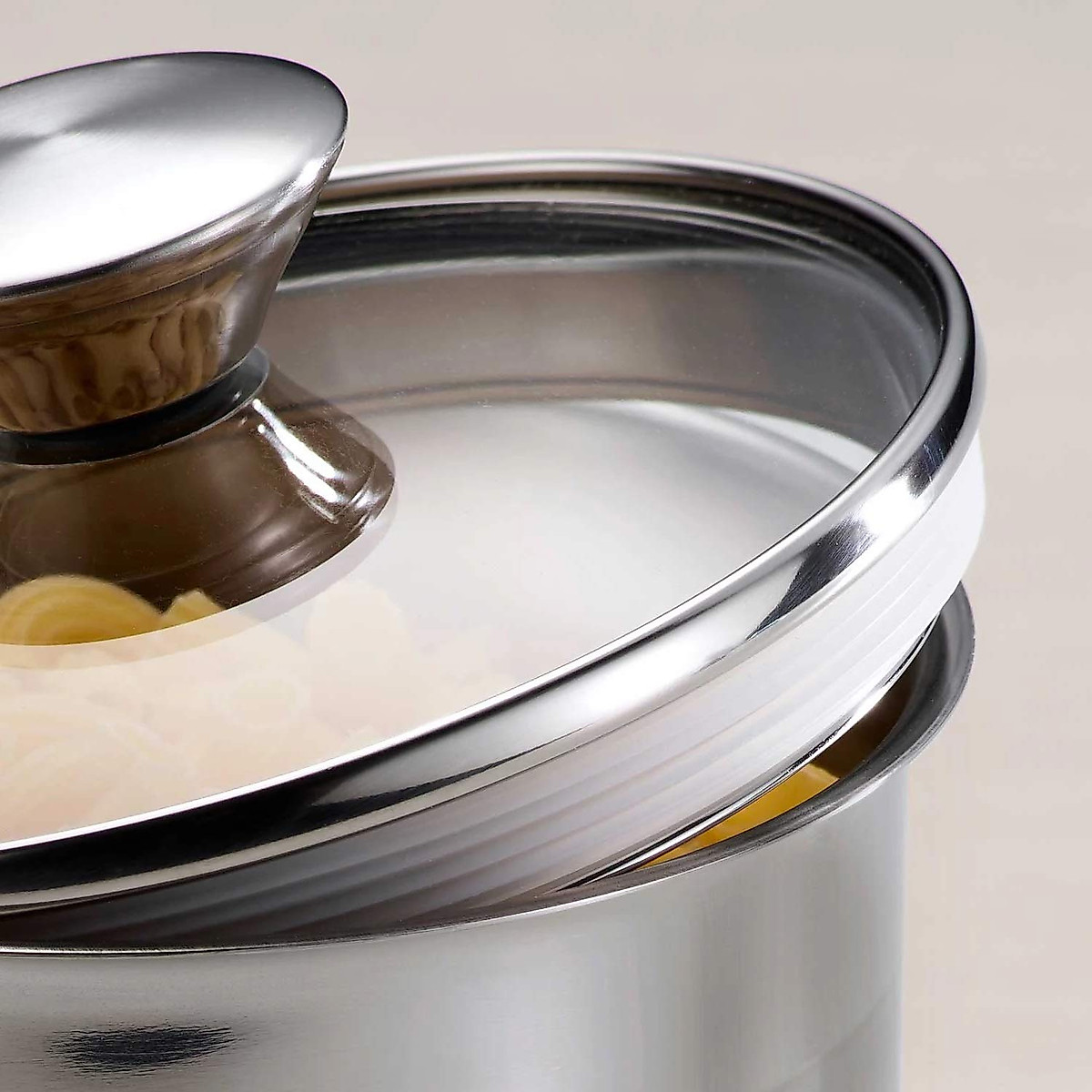 Set of 4 AIRTIGHT STAINLESS STEEL CANISTER SET for Kitchen Counter with GLASS LIDS + MARKER, LABELS, & SCOOP, Kitchen Canisters Ideal for Coffee, Flour, Sugar, Candy, Spices, Food Storage Cookie Jar