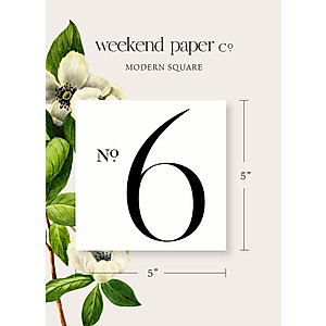 Weekend Paper Co. Modern Square Table Numbers, Single Sided 5x5 Modern Design, Black Matte Ink, Numbers 1-25 Plus 3 Bonus Signs for Your Wedding, Reception, Anniversary, or Any Celebration!