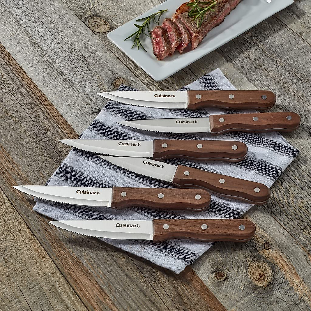 Cuisinart C55W-S6STK Advantage Cutlery 6-Piece Triple Rivet Walnut Steak Knife Set