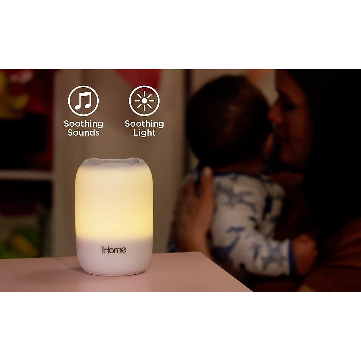 iHome Night Light with Sound Machine for Baby, Portable White Noise Machine with Sleep Sounds and Lullabies for Kids to Sleep, Ideal for Baby Shower Gifts