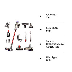 Dyson V11 Animal+ Cordless Red Wand Stick Vacuum Cleaner with 10 Tools Including High Torque Cleaner Head | Rechargeable, Cord-Free, Lightweight, Powerful Suction | Limited Red Edition (Renewed)