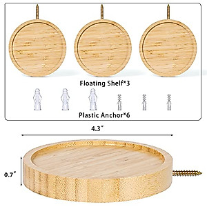 Yangbaga Mini Round Floating Shelves for Wall, 3pcs Small Floating Shelves Decor Display Shelves for Bedroom Living Room Bathroom Kitchen Office
