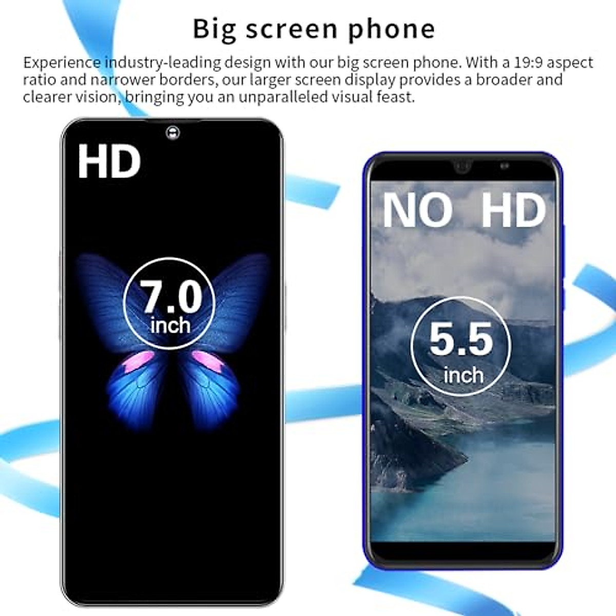RAYPUR Cell Phone S30 Ultra 7.0HD Android13 5G Phone 8GB 256GB Smartphone 6800mAh 108MP Face Unlock NFC Snapdragon 8 Gen2 Mobile Phones,White-256GB