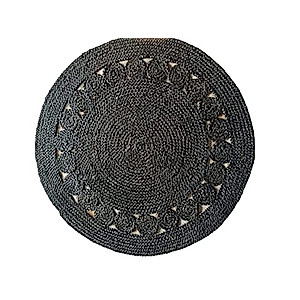 100% Jute Handwoven Round Black (2 x2 ft)