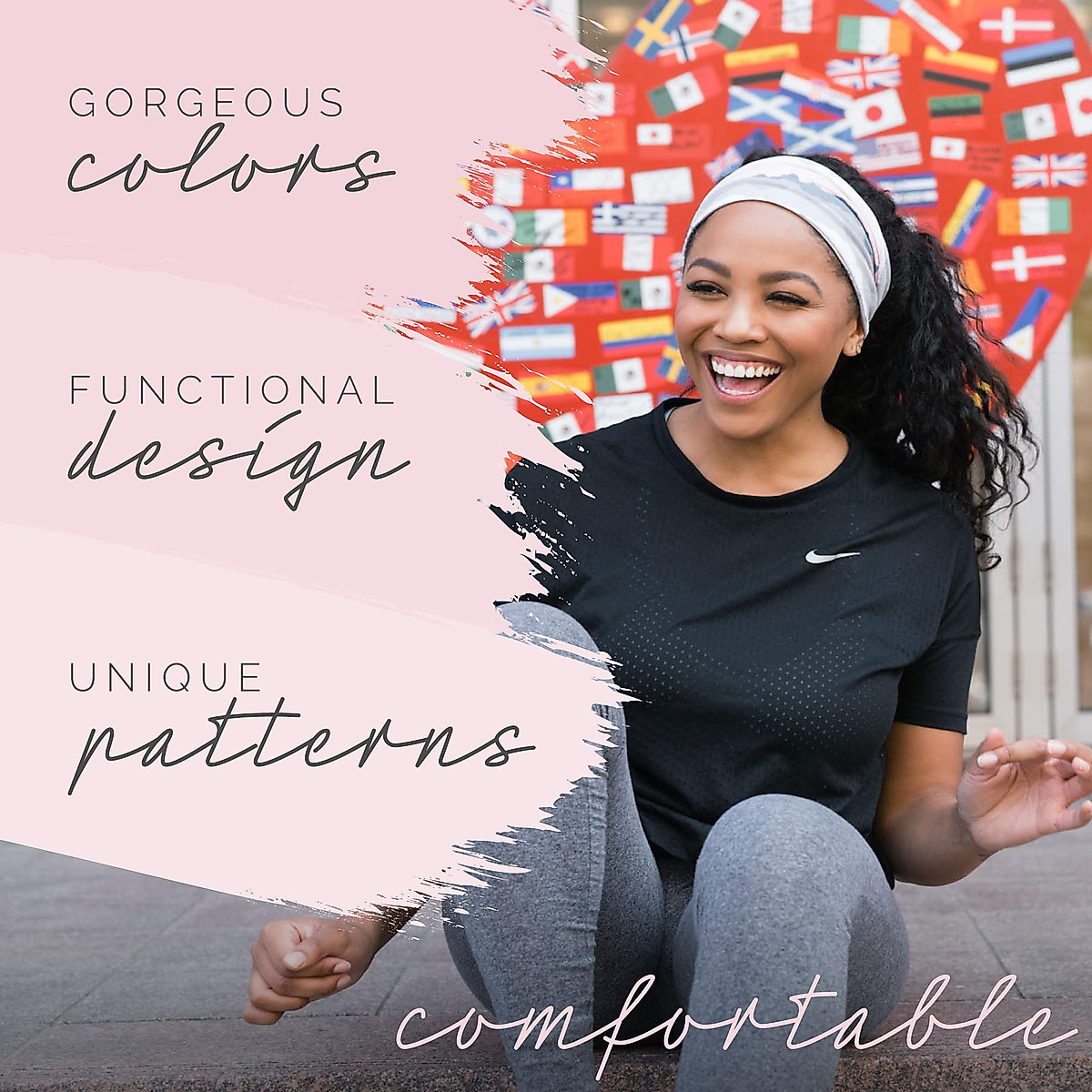 Maven Thread Women's No-Slip Sweat-Wicking Headband for Exercise and Yoga, 4-Pack (Tribe)