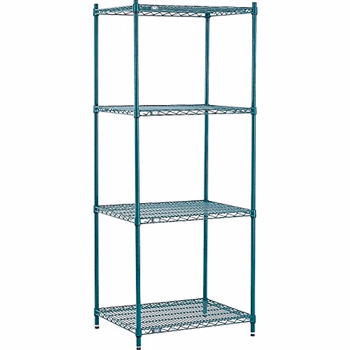 Nexel Poly-Green Adjustable Wire Shelving Unit, 4 Tier, Heavy Duty Commerical Storage Organizer Wire Rack, 24" x 30" x 74", Green