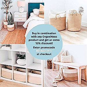 OrganiHaus Large Woven Baskets for Storage | Cotton Rope Baskets for Storage | Tall Blanket Basket for Living Room | Nursery Laundry Basket | Big Basket for Toys | Basket for Blankets - Honey ,Tall (15"x18")