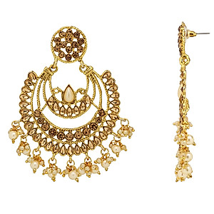 Saissa Gold Plated Bollywood Chandbali Boho Earrings Indian Jewelry for Women (Golden)