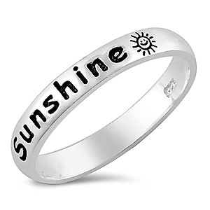 You Are My Sunshine Sun Ring New .925 Sterling Silver Fashion Band Size 7