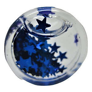 Pierced Republic Blue Star Glitter Liquid Filled Ear Plugs - Double Flared - 6 Sizes - Pair (0 Gauge (8mm))
