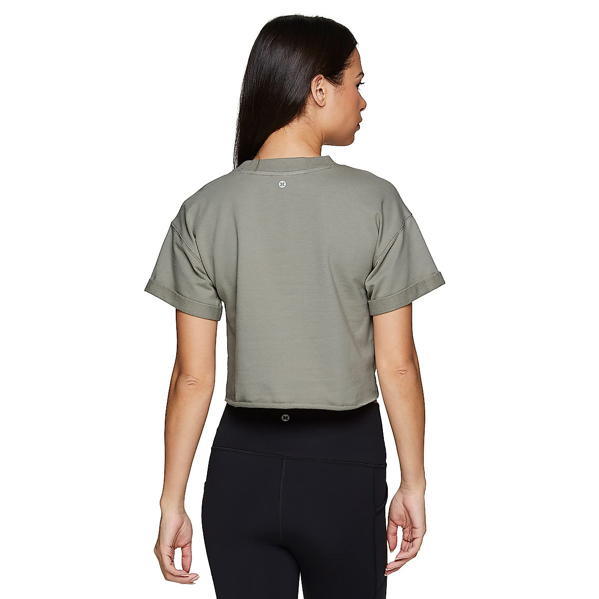 RBX Active Women's Crop Top Cotton Short Sleeve Yoga Cropped T-Shirt BFT Sage XL