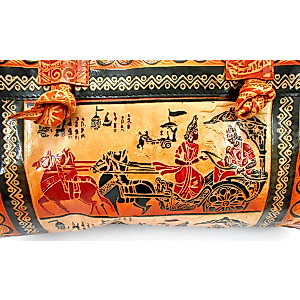 Crafts of India Krishna giving Gita Updesa to Arjuna Design Ethnic Hand Embossed Shantiniketan Leather Indian Shoulder Bag