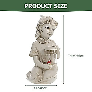 LIOOBO Solar Fireflies Solar Girl Statue Fairy Girl Garden Statue Solar Powered LED Light for Garden Decor Porch Lawn Art Decorations Housewarming Garden Gift