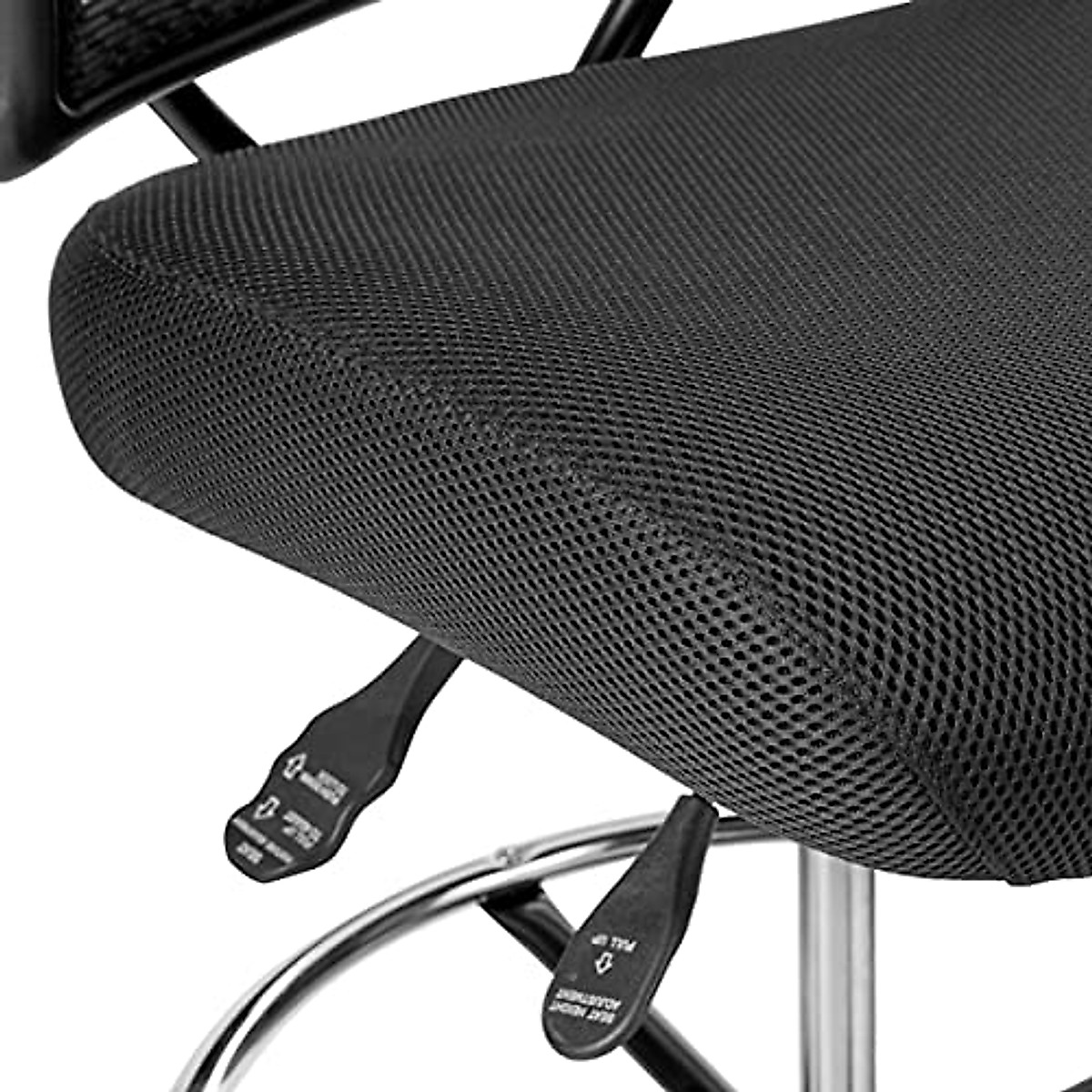 SPACE Seating Deluxe AirGrid Back with Mesh Seat, Adjustable Footring, Dual Function Control and Nylon Base Drafting Chair, Black