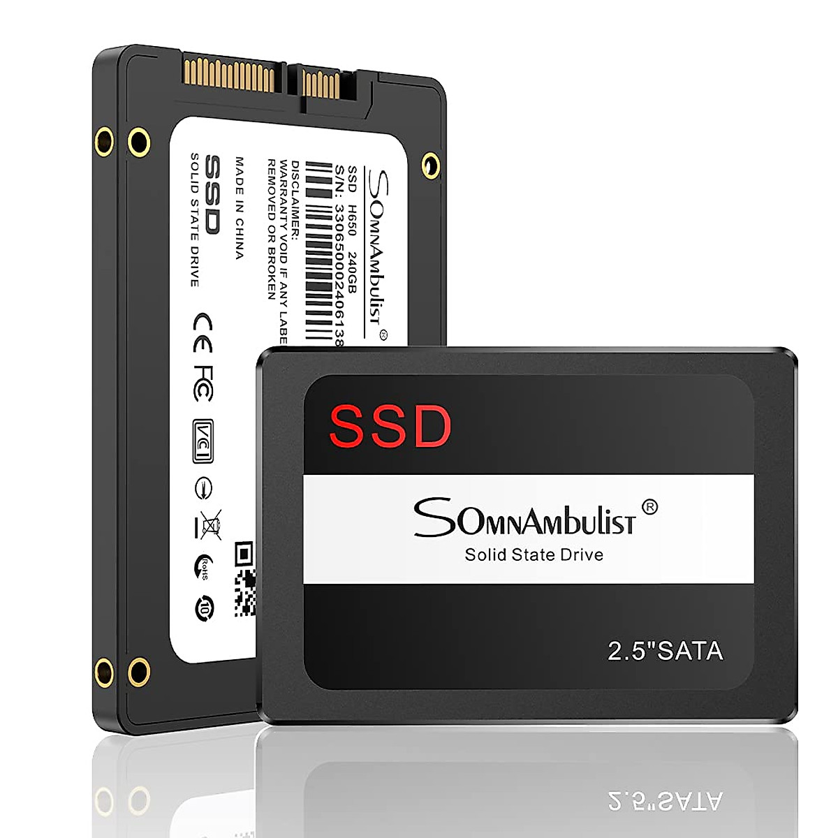 Somnambulist 60GB 120GB SSD 240GB Internal Solid State Drive - 2.5 Inch SATA for Computer, Desktop, PC & Laptop (Black Plastic -120GB)