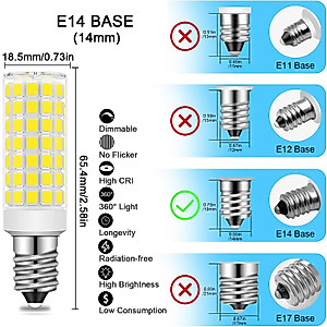 Aooallme E14 European Base Bulb e14 led Bulb Turkish Lamp Bulb Replace Dimmable 8W Equivalent 80W-100W Incandescent Bulb, AC 110V-130V Daylight White 6000K, 800LM (Daylight White)