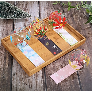 Falytemow Japanese Wind Chimes Romantic Flowers Small Wind Bells Handmade Glass Japanese Style Pendant for Birthday Present Home Decors (Yellow Flower, Chrysanthemum, Butterflies, Fireworks, 8 cm)