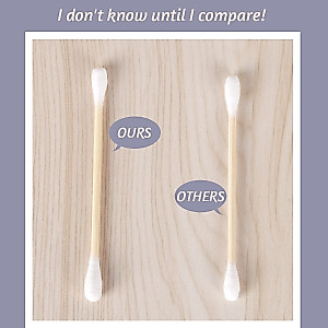 YADADA 500 Count Organic Cotton Swabs - Biodegradable Bamboo Sticks, Natural Cotton Buds with Pointed and Rounded Tips for Ear Cleaning