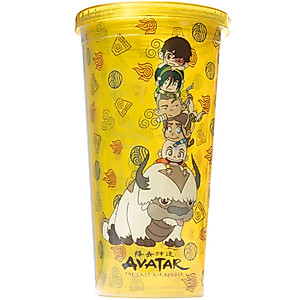 SCS Direct Avatar: The Last Airbender Travel Cup with Lid and Straw - Kawaii Style Characters - Officially Licensed - Great Gift for Kids and Adults