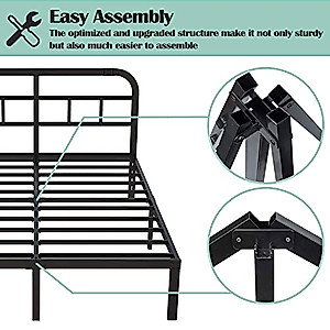 COMASACH California King Bed Frame with Headboard 14 Inch High 3500lbs Heavy Duty Steel Slats Support Cal King Bed Platform No Box Spring Needed, Noise-Free, Easy Assembly-Black