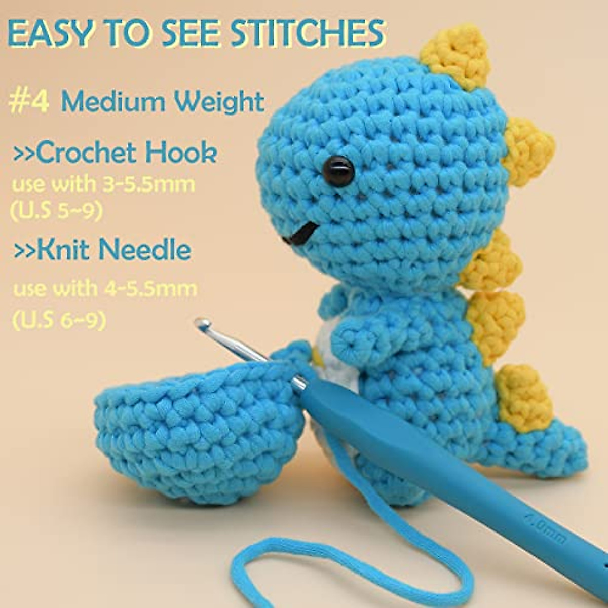 6 Pack Beginners Crochet Yarn Rainbow Yellow White Blue Mulitcolor Crochet Yarn for Crocheting Knitting Beginners with Easy-to-See Stitches Crochet Yarn for Beginners Crochet Kit(6x50g)-Rainbow Mix