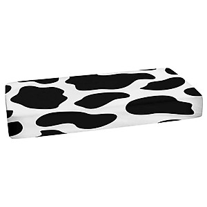 Cow Print Fitted Crib Sheet,Hide of a Cow with Black Spots Abstract and Plain Style Barnyard Life Print Microfiber Silky Soft Toddler Mattress Sheet Fitted,28"x 52"x 8'',Baby Sheet for Boys Girls