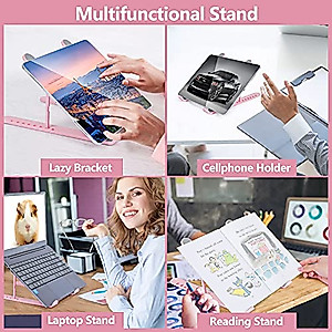 JERX Pink Laptop Stand, 10-45° Adjustable Notebook Riser, Lightweight & Sturdy Holder for Carry-On Travel, Ergonomic Computer Holder Compatible for MacBook Air Pro, HP, Lenovo, Dell 10-15.6”