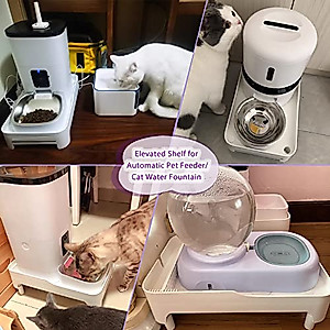 BEBOBLY Raised Cat Feeder Stand | Elevated Holder for Automatic Cat & Dog Feeders (4-6L) | Adjustable Height Pet Food Dispenser Shelf for Kitten Adult Cats Pet Supplies | Protect Pets Neck Health