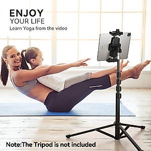 iPad and Phone Tripod Mount Adapter with Ball Head, iPad Holder for Tripod, 360 Rotatable Tablet Clamp Mount fits iPad Pro 12.9, iPad Air Mini 3 4, Galaxy Tab, Surface Pro, Selfie Stick(5.3-10.6")