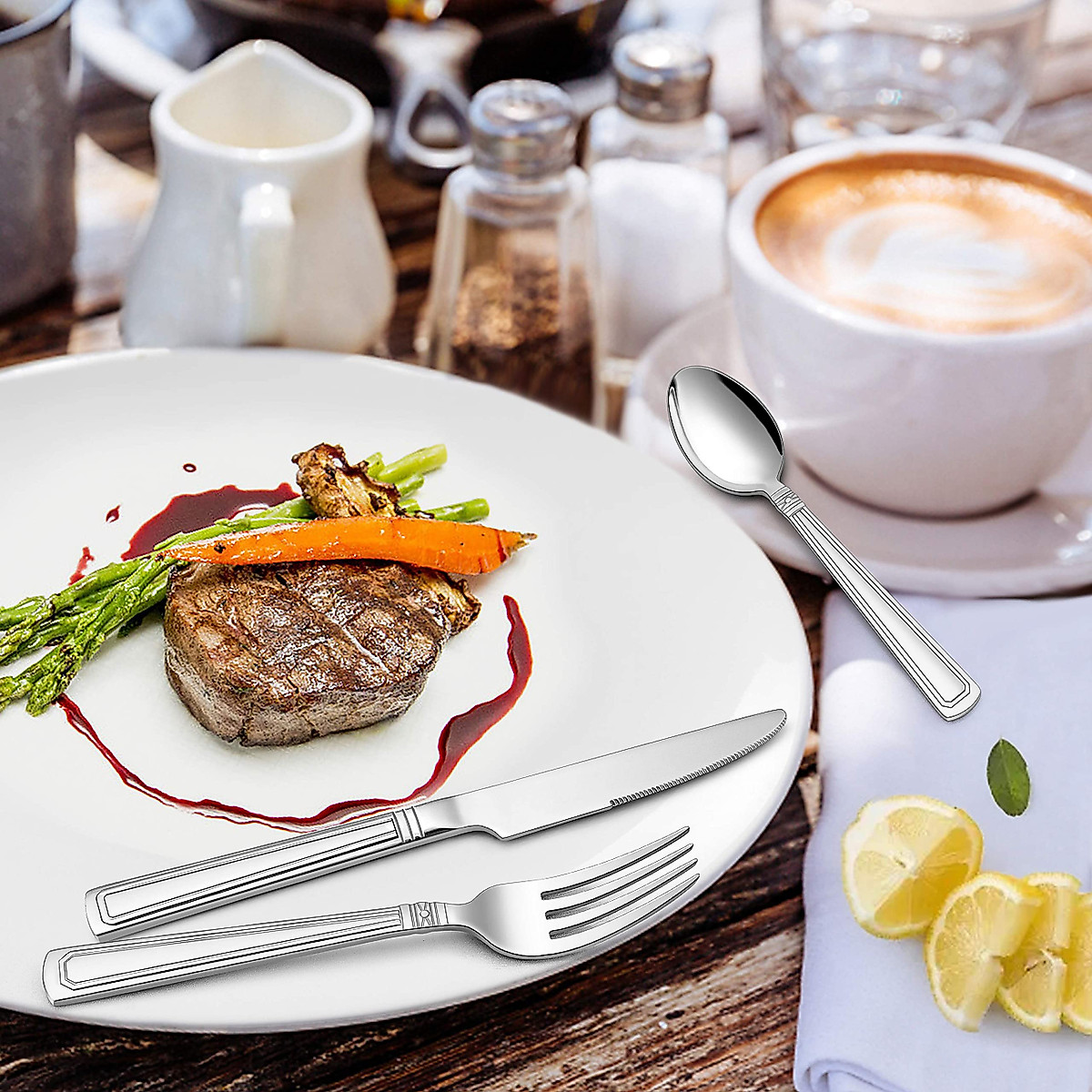 LIANYU 30-Piece Elegant Silverware Set, Stainless Steel Flatware Cutlery Set for 6, Fancy Eating Utensils Tableware Include Forks Knives Spoons for Home Restaurant Party Wedding, Dishwasher Safe