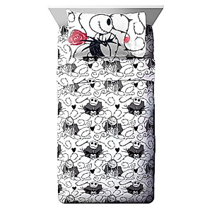 Jay Franco Disney Nightmare Before Christmas Moonlight 5 Piece Twin Bed Set - Includes Reversible Comforter & Sheet Set - Features Jack Skellington and Sally - Super Soft Microfiber