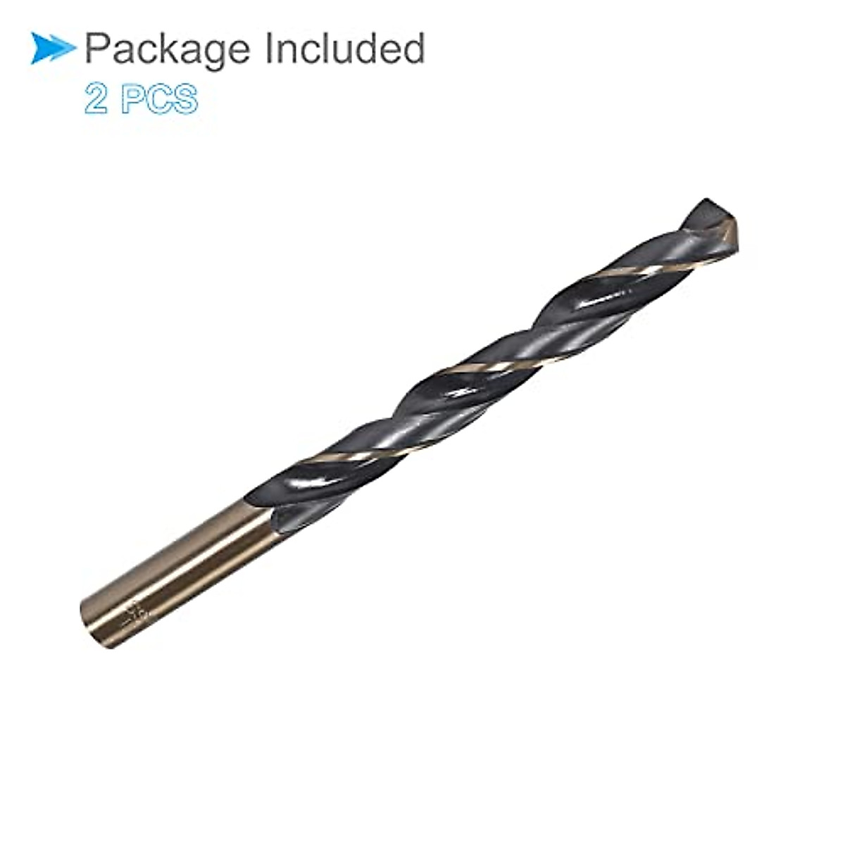 CoCud Twist Drill Bits, 11mm Cutting Edge, Titanium & Nitride Coated High Speed Steel 4341 Round Shank - (Applications: for Stainless Steel Drilling Machine), 2-Pieces