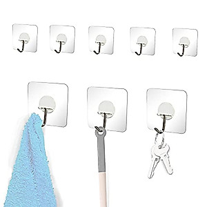 Floro Transparent Reusable Gardening Hooks, 2.4"x2.4" Clear Plastic and Stainless Steel, Carries 176oz. Weight, 8 Hooks per Pack