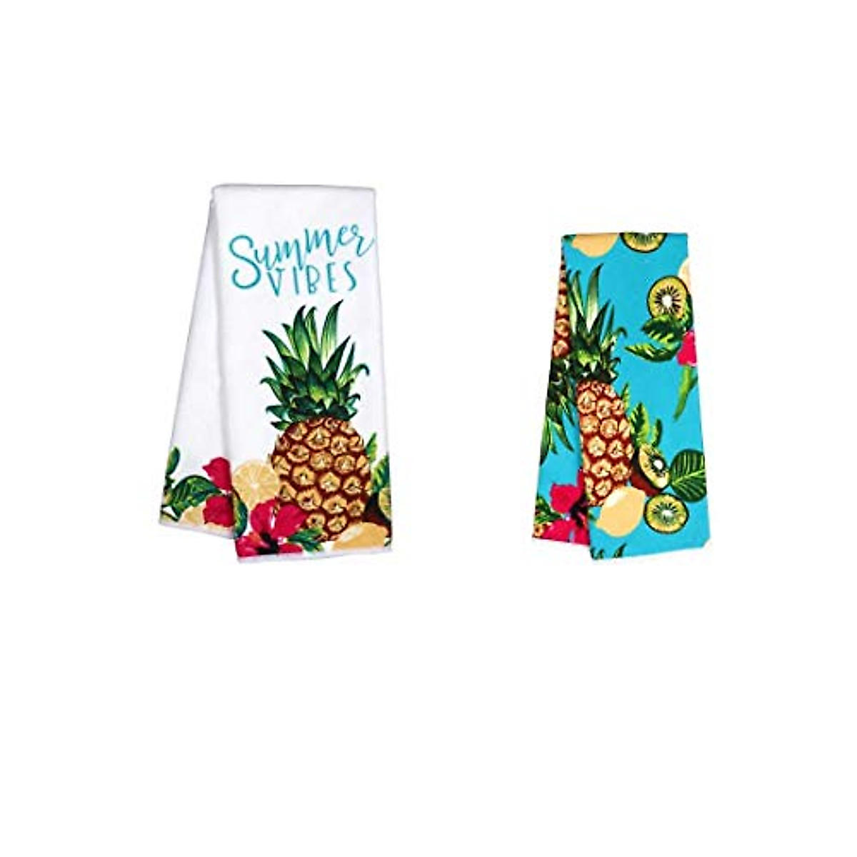 CGT Summer Vibes Pineapple Tropical Summer Hand Towels Party Barbecue Kitchen Bathroom Home Decor (Set of 2)